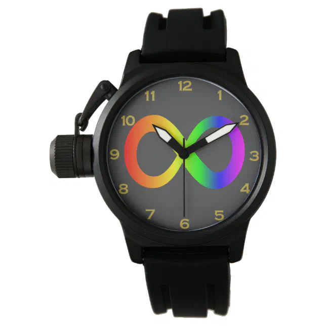 Custom Autism Infinity Rainbow Symbol ID ALERT Watch | Zazzle