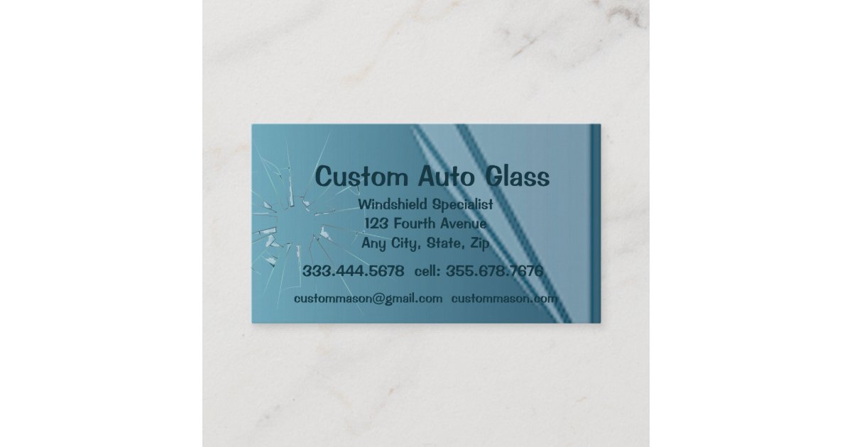 Custom Auto Glass Windshield Replacement Rock Chip Business Card | Zazzle