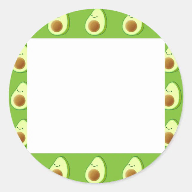 Custom Avocado Pattern Classic Round Sticker | Zazzle