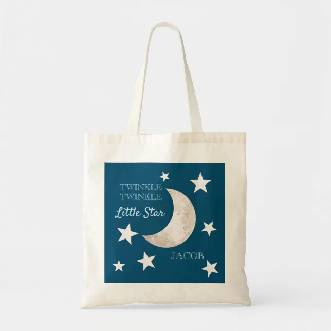 Custom Baby Boy Twinkle Little Star Moon Tote Bag | Zazzle
