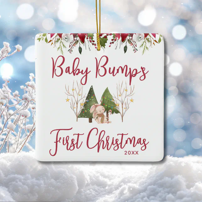 Custom Baby Bump's First Christmas Ceramic Ornament | Zazzle