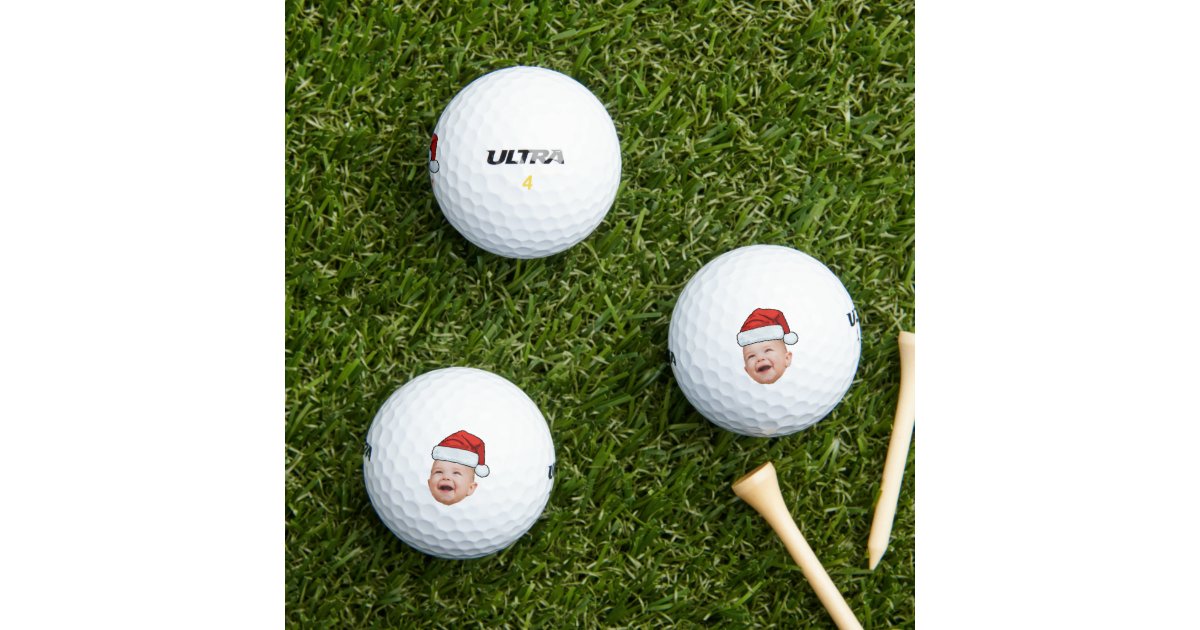 Custom Baby Face Photo Santa Hat Christmas Golf Balls | Zazzle