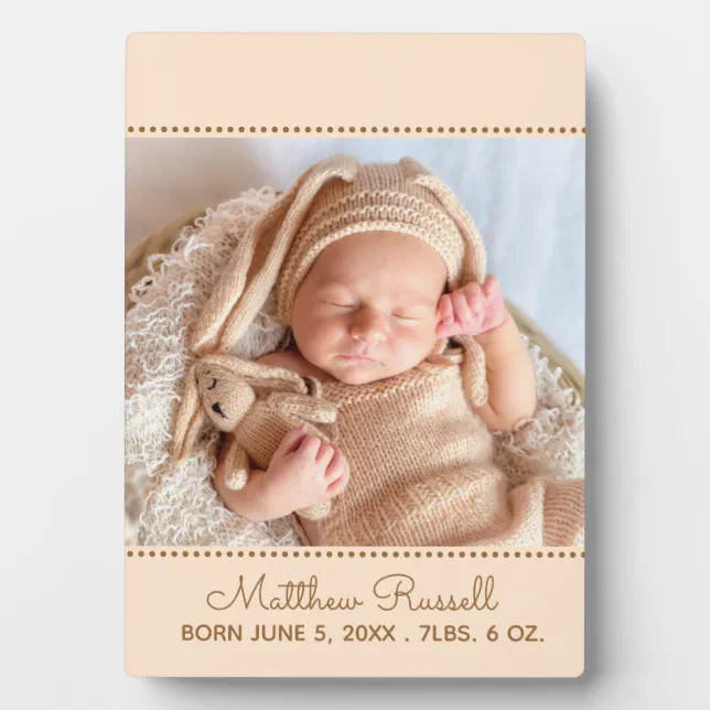 Custom Baby Photo Birth Stats Plaque | Zazzle