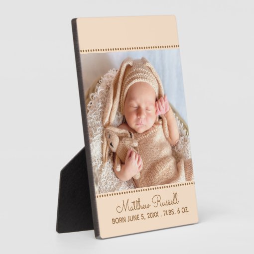 Custom Baby Photo Birth Stats Plaque | Zazzle