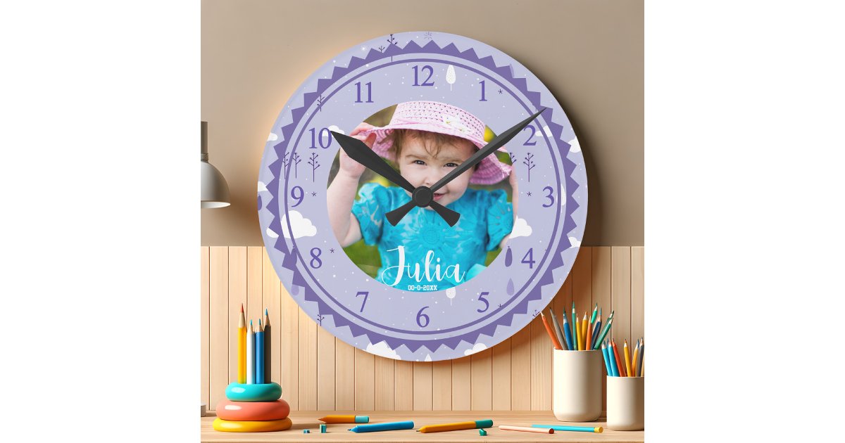 Custom Baby Photo Birthday Wall Clock | Zazzle