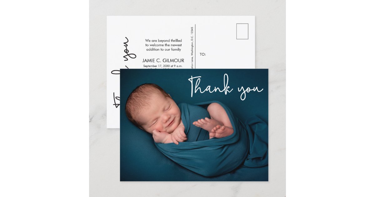 Custom Baby Photo Thank You Birth Announcement | Zazzle
