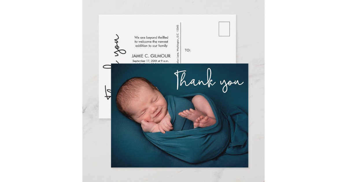 Custom Baby Photo Thank You Birth Announcement | Zazzle