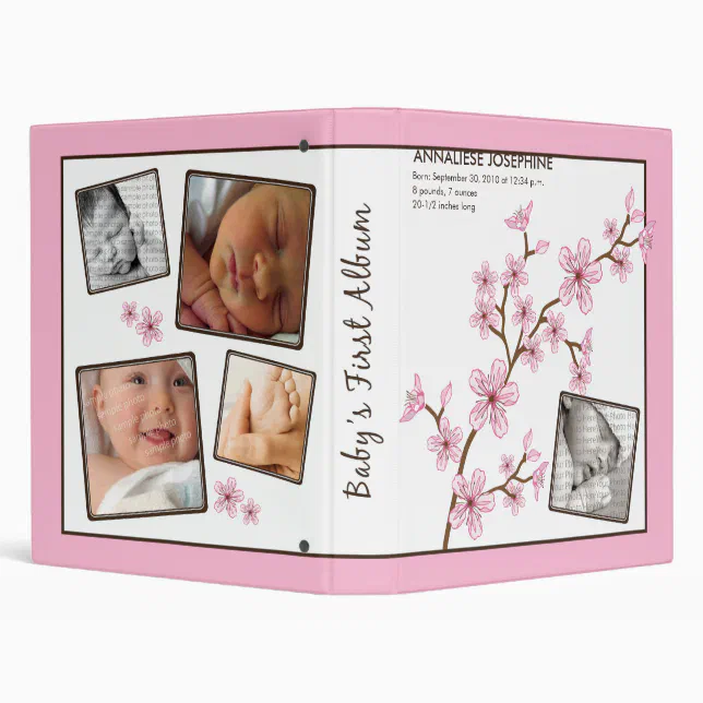 Custom Baby's First Album :: Pink Cherry Blossom Binder | Zazzle