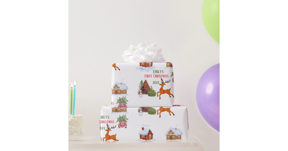 Custom Baby's First Christmas Pet Wrapping Paper | Zazzle
