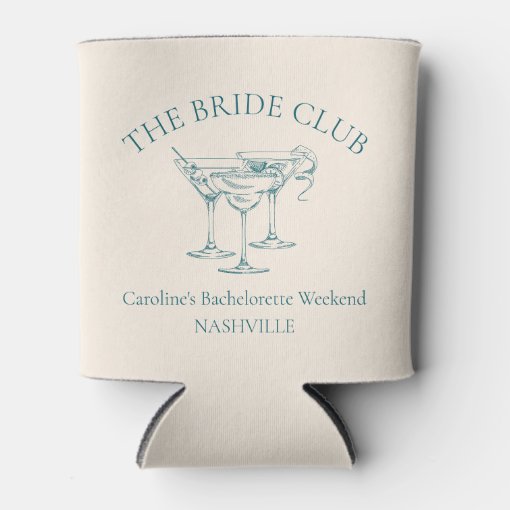 Custom Bachelorette Party Cocktail Social Club Can Cooler | Zazzle