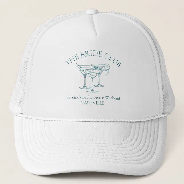 Custom Bachelorette Party Cocktail Social Club Trucker Hat | Zazzle