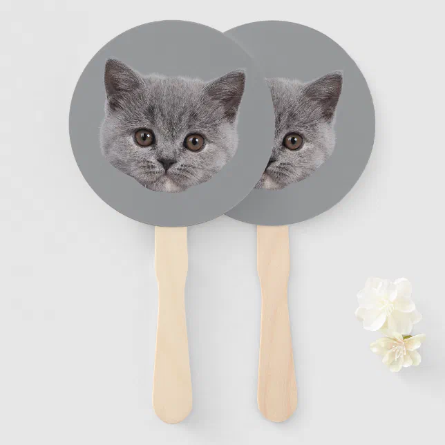 Custom Bachelorette Party Face Cat Cutout Birthday Hand Fan | Zazzle