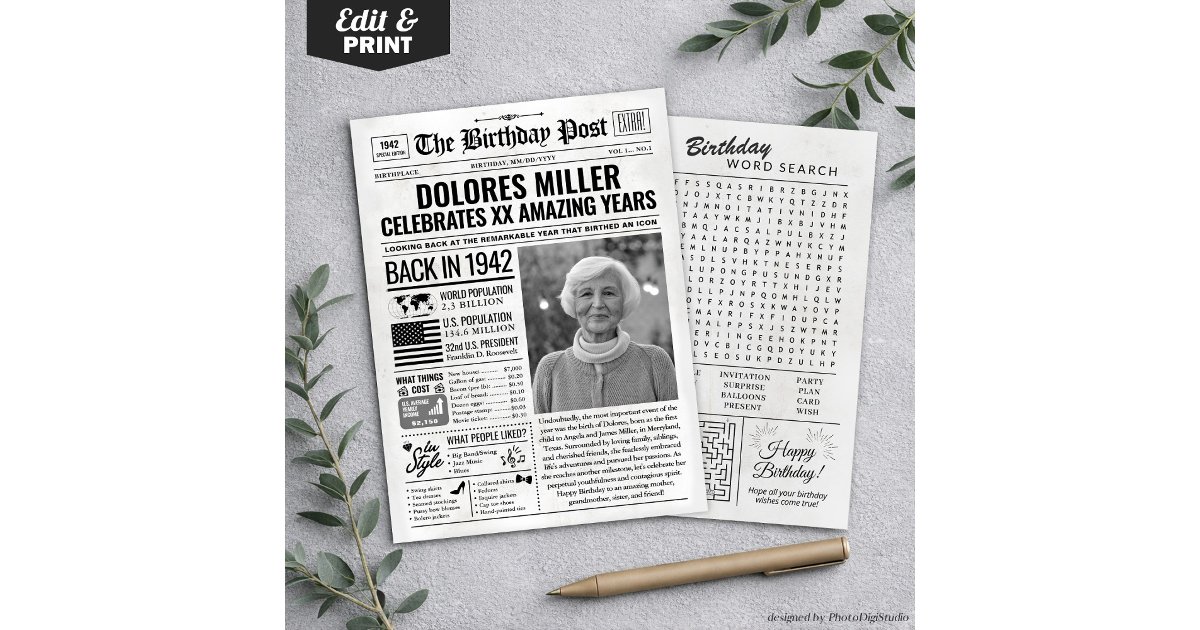 Custom Back in 1942 Newspaper Birthday Card, Trend Holiday Card | Zazzle