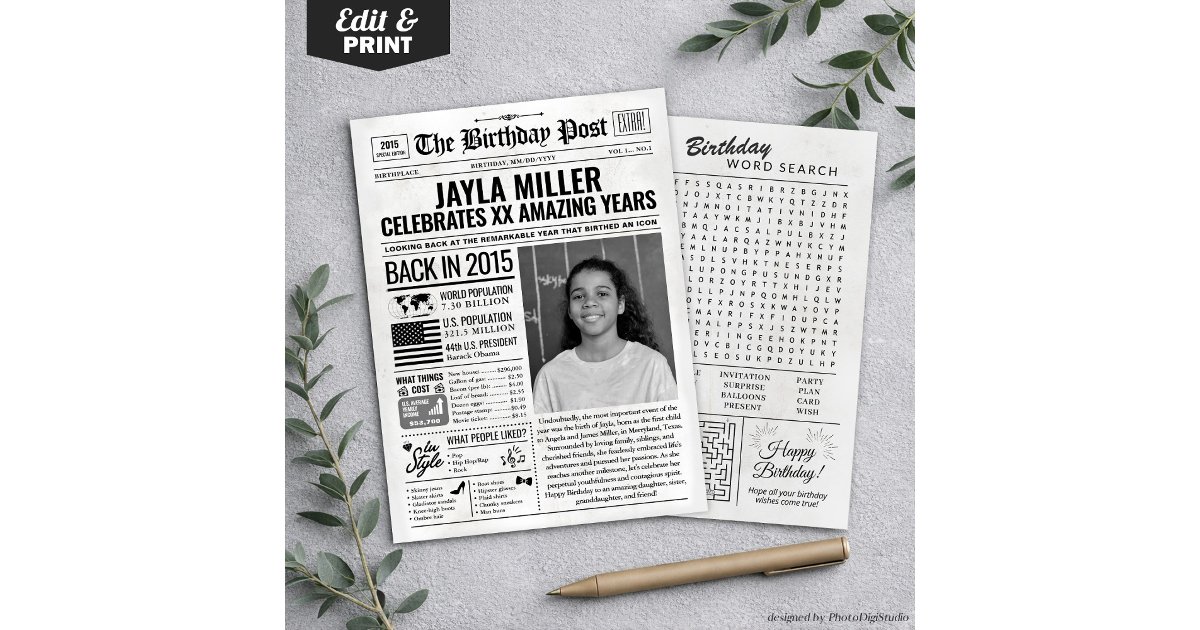 Custom Back in 2015 Newspaper Birthday Card, Trend Holiday Card | Zazzle