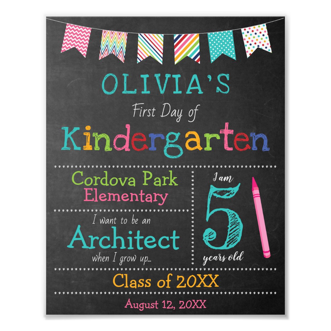 Custom Back to School Sign - Kindergarten | Zazzle