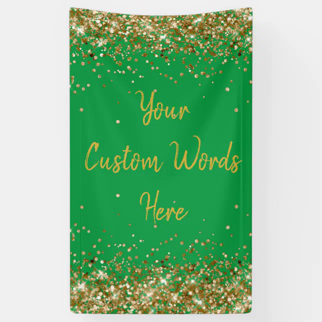 Custom Backdrop Birthday Party Photo Green & Gold Banner | Zazzle