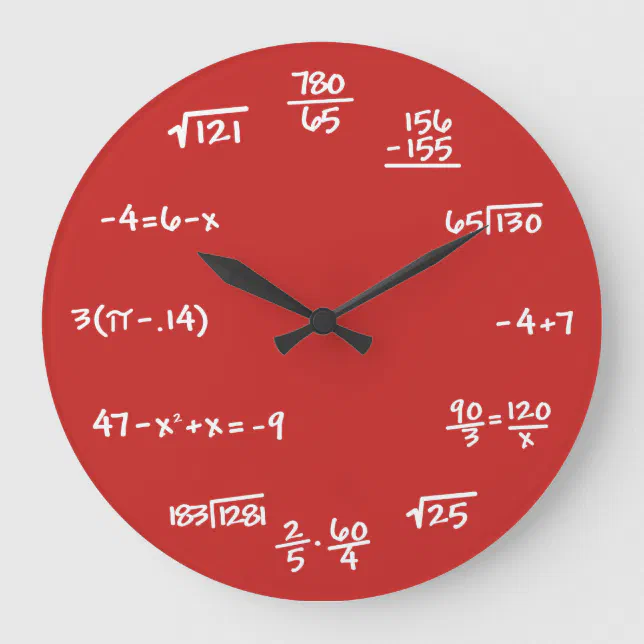 CUSTOM BACKGROUND - Math Chalkboard Wall Clock | Zazzle