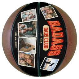 Custom Badass Dad Club Retro Cool Photo Collage Basketball | Zazzle