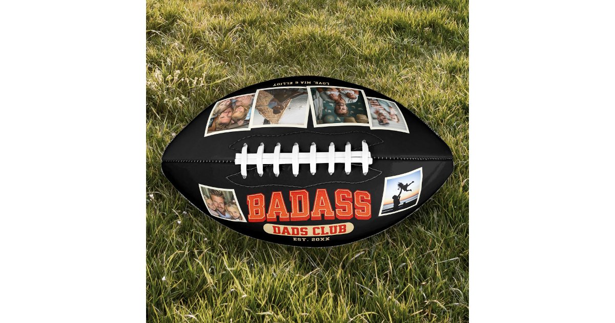 Custom Badass Dad Club Retro Cool Photo Collage Football | Zazzle