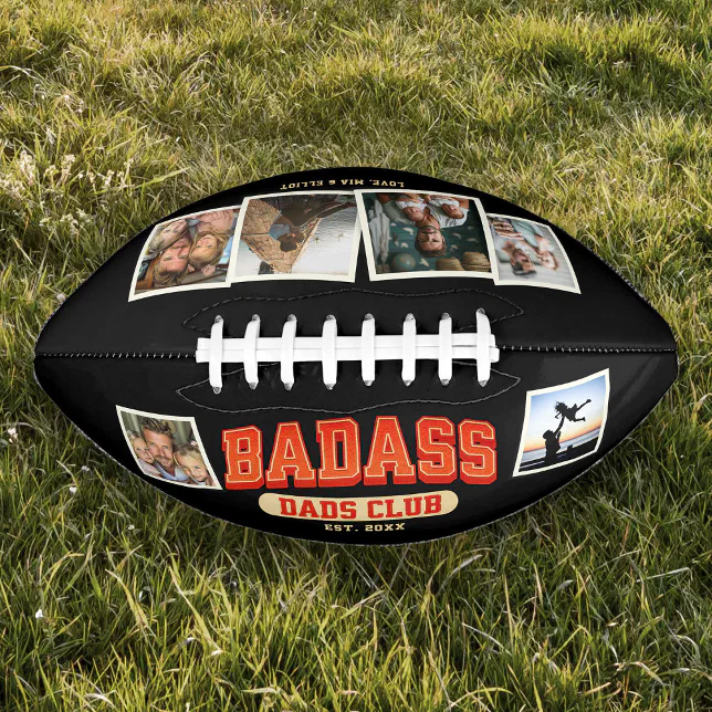 Custom Badass Dad Club Retro Cool Photo Collage Football | Zazzle