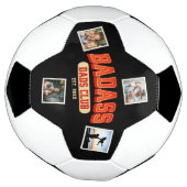 Custom Badass Dad Club Retro Cool Photo Collage Soccer Ball | Zazzle