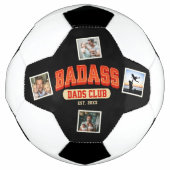 Custom Badass Dad Club Retro Cool Photo Collage Soccer Ball | Zazzle