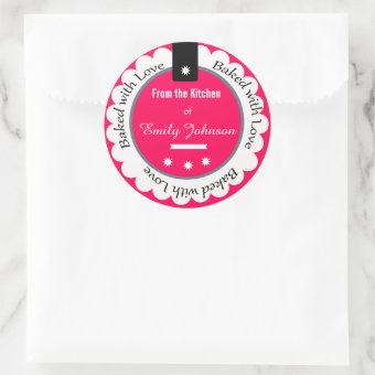 Custom Baked With Love Stickers Gift Tag Labels | Zazzle