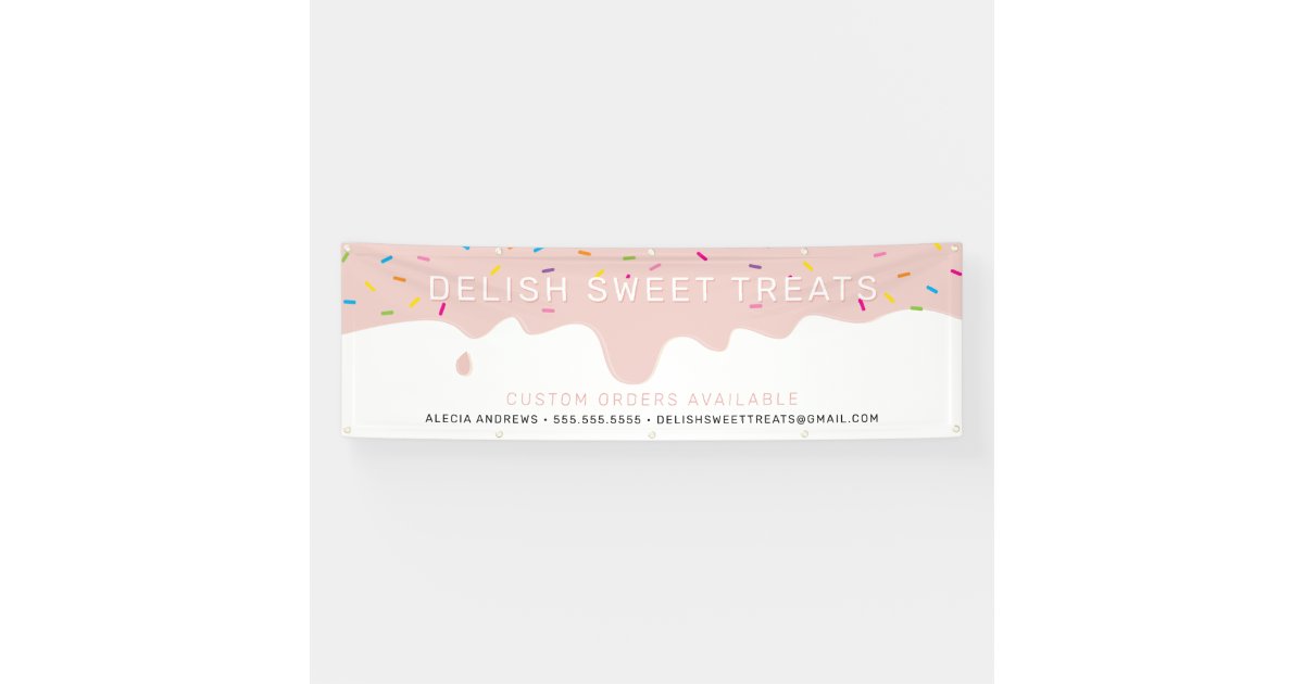 CUSTOM Baker Frosting colorful sprinkles blush Banner | Zazzle