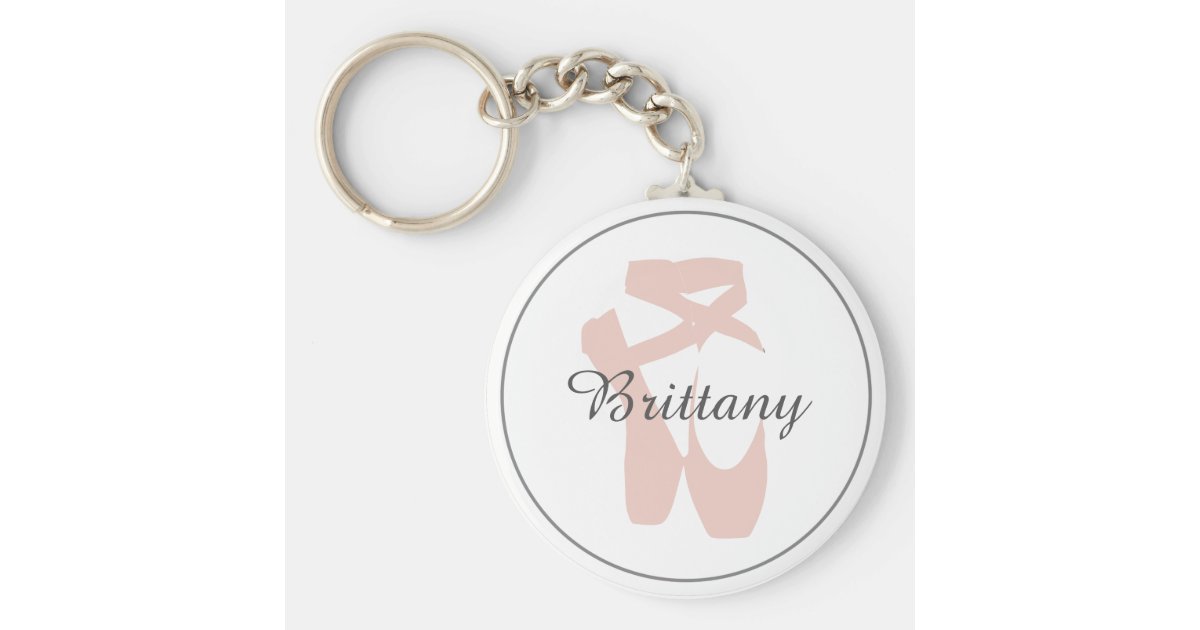Custom Ballet Slipper Ballerina Dance Center Name Keychain | Zazzle.com