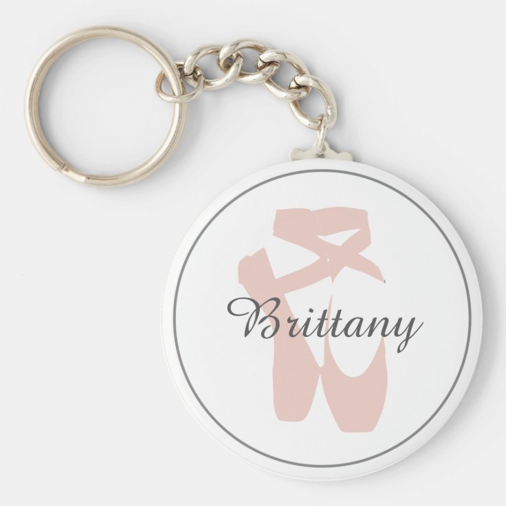Custom Ballet Slipper Ballerina Dance Center Name Keychain | Zazzle