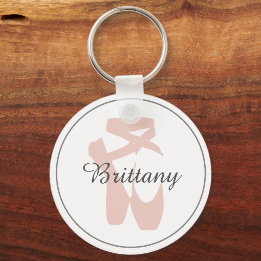 Custom Ballet Slipper Ballerina Dance Center Name Keychain | Zazzle