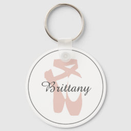 Custom Ballet Slipper Ballerina Dance Center Name Keychain | Zazzle
