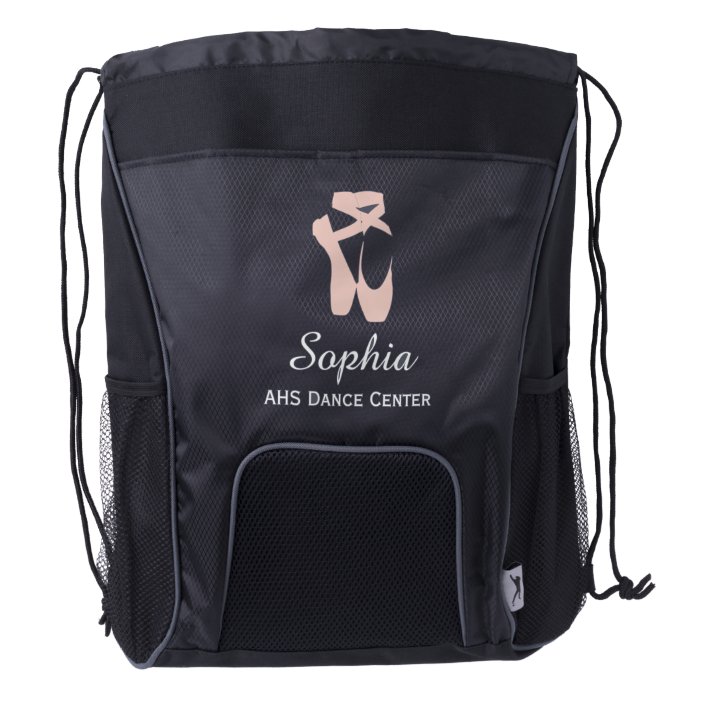 Custom Ballet Slipper Ballerina Dancer Center Name Drawstring Backpack ...
