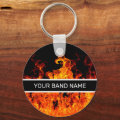Custom Band Merch Rock and Roll Flames Musician Keychain | Zazzle