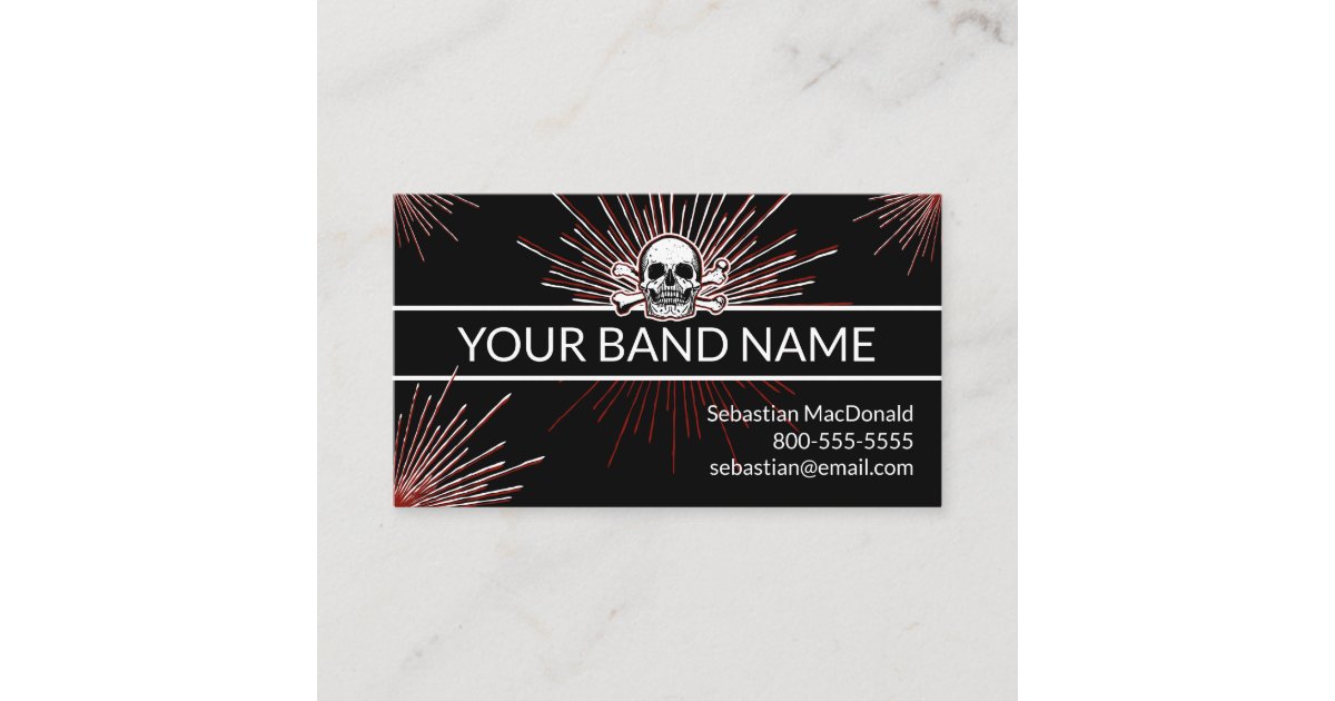 Custom Band Name Rock & Roll Guitar Musician Music Business Card | Zazzle