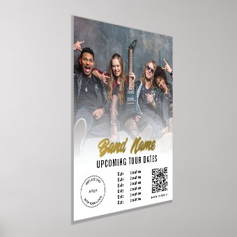 Custom Band Name Tour Dates QR Code Logo Foil Prints | Zazzle