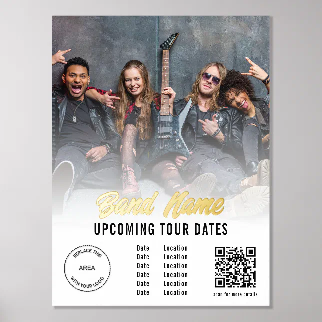 Custom Band Name Tour Dates QR Code Logo Foil Prints | Zazzle