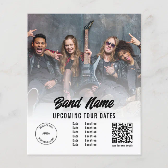 Custom Band Photo Logo QR Code Gigs Tour Dates Flyer | Zazzle