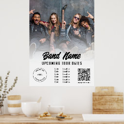 Custom Band Photo Logo QR Code Gigs Tour Dates Poster | Zazzle