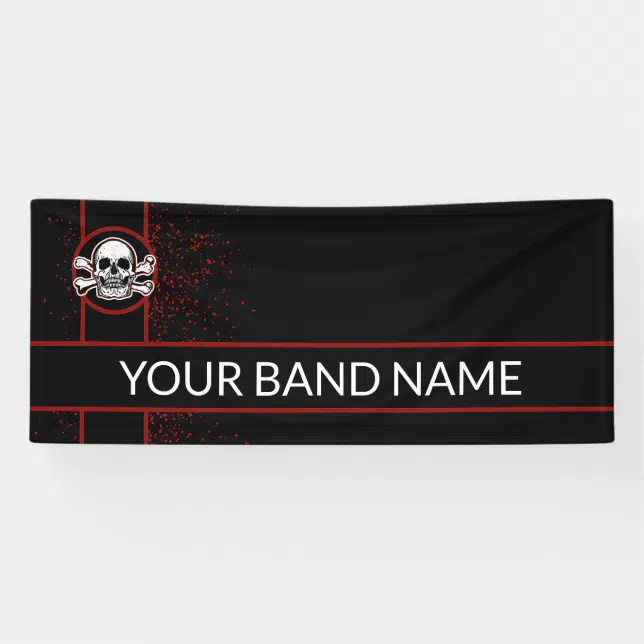 Custom Band Skull Rock Show Music Vinyl Banner | Zazzle