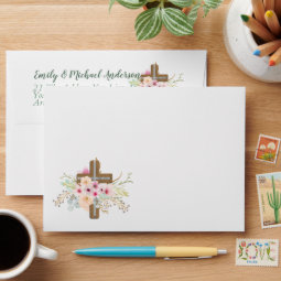 Custom Baptism Communion Confirmation Floral Cross Envelope | Zazzle
