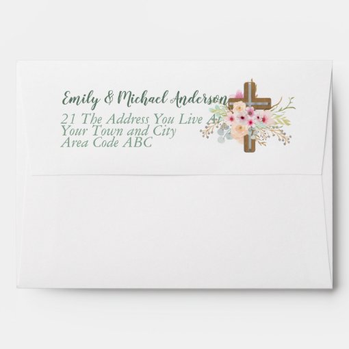 Custom Baptism Communion Confirmation Floral Cross Envelope | Zazzle
