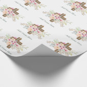 Custom Baptism Communion Confirmation Floral Cross Wrapping Paper | Zazzle
