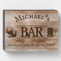 Custom Bar Personalized Gift Rustic Good Drinks Wooden Box Sign | Zazzle