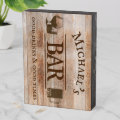 Custom Bar Personalized Gift Rustic Good Drinks Wooden Box Sign | Zazzle