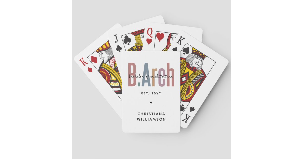 Custom BArch Bachelor of Architecture Graduation Poker Cards | Zazzle