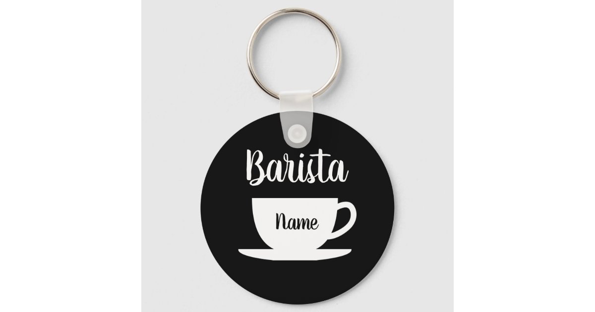 Custom barista name keychain for coffee shop | Zazzle