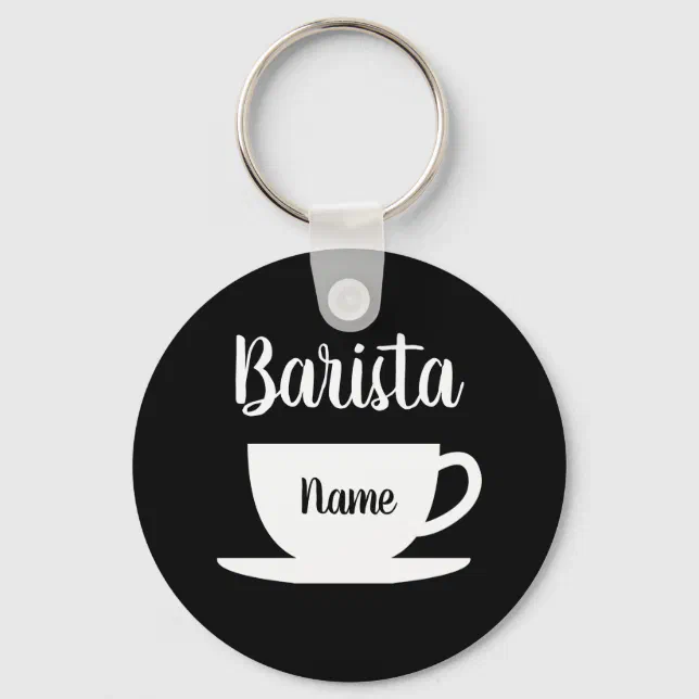 Custom barista name keychain for coffee shop | Zazzle