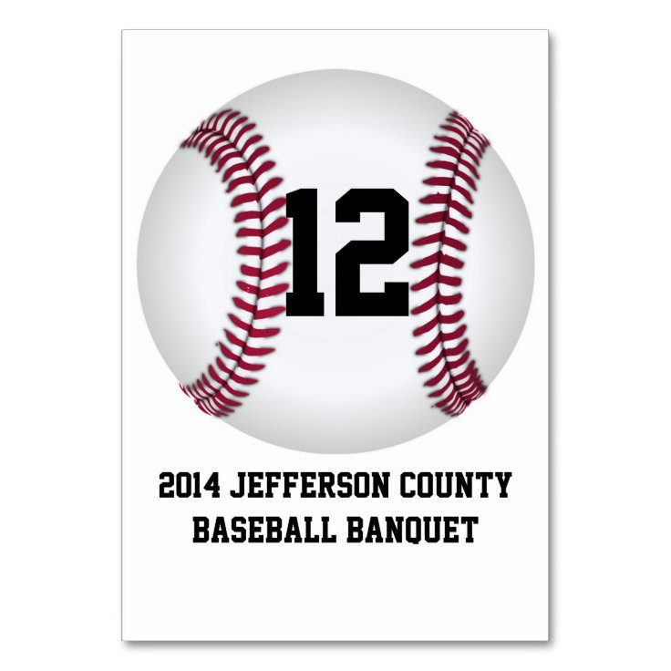Custom Baseball Banquet Table Number Card | Zazzle