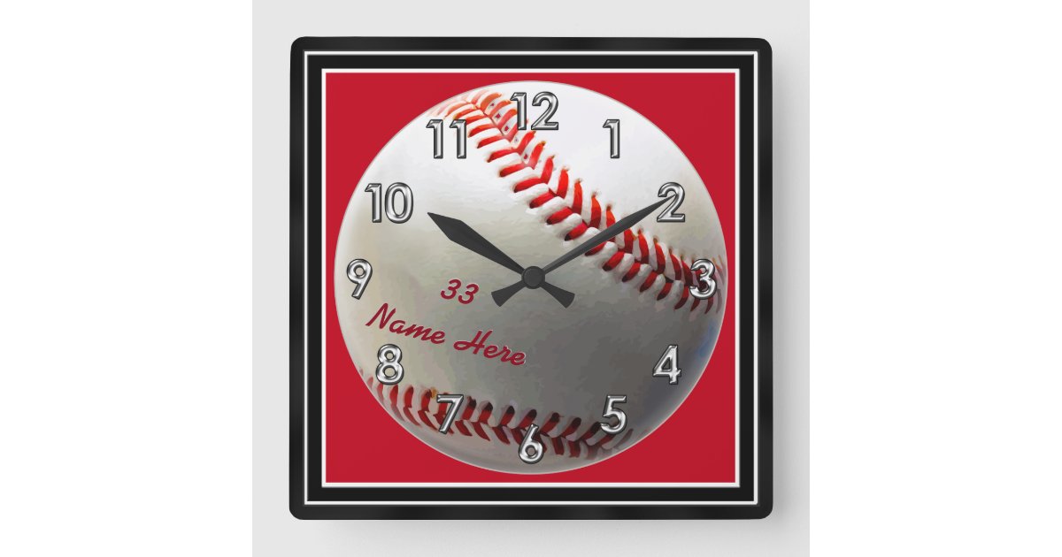 Custom Baseball Clocks with Your Name and Number | Zazzle